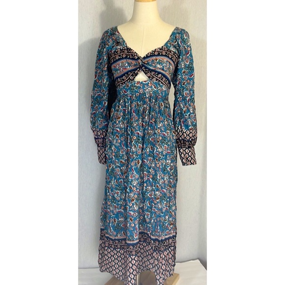 Angie | Dresses | Angie Boho Smocked Back Front Twist Cutout Long ...